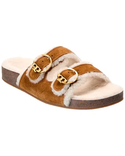 Tory Burch Anatomic Shearling Slide In Brown | ModeSens