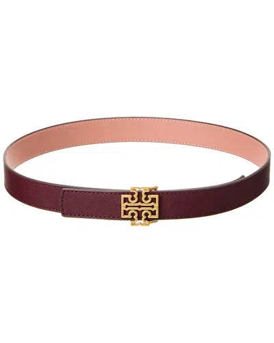 Tory Burch Britten Logo Reversible Leather Belt In Red | ModeSens