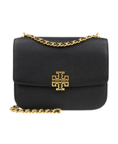 Tory Burch Britten Medium Logo Satchel In Black | ModeSens