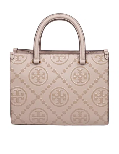 Tory Burch Clay Monogram Leather Tote Bag In Neutrals | ModeSens
