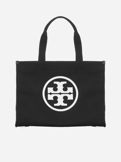 Tory Burch Ella Canvas Tote Bag In Black | ModeSens