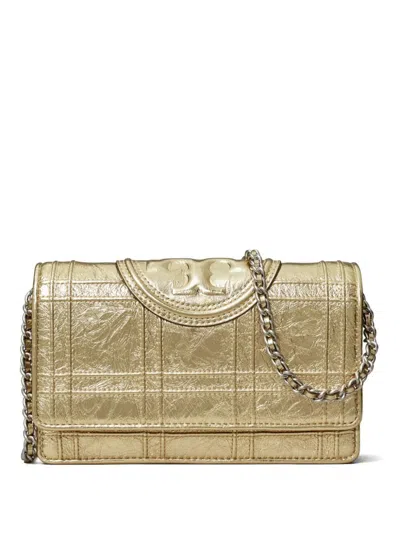 Tory Burch Fleming Soft Square Quilt Chain Wallet In Metallic | ModeSens