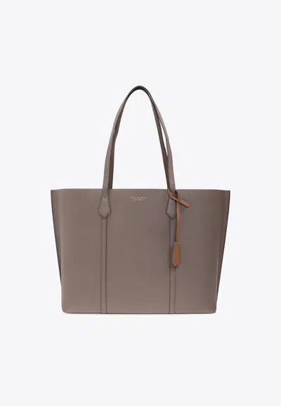 Tory Burch Large Perry Leather Tote Bag In Gray | ModeSens