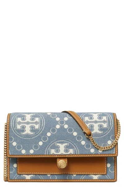 Tory Burch Women's T Monogram Denim Chain Wallet | ModeSens