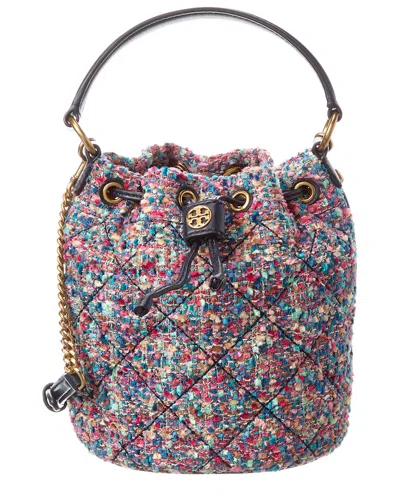 Tory Burch Willa Mini Tweed & Leather Bucket Bag In Blue | ModeSens