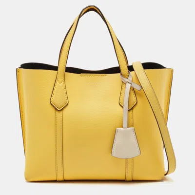 Pre-owned Tory Burch Yellow Leather Small Perry Triple-compartment Tote ...