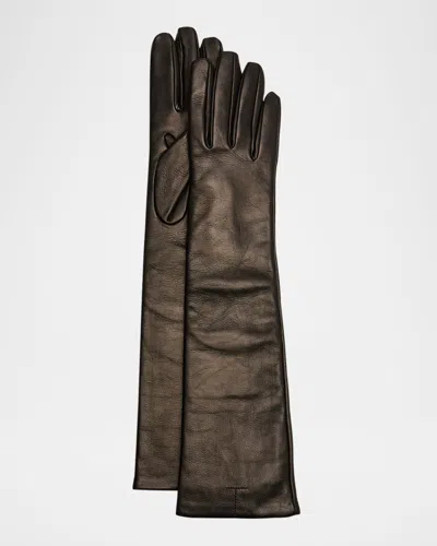 Totême Long Leather Gloves In Black 001 | ModeSens