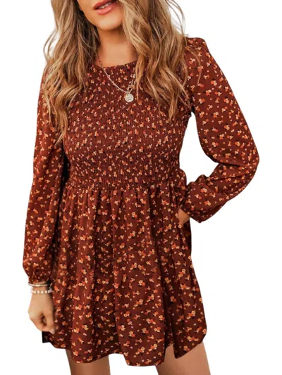 Trendsi Roots Ditsy Floral Dress In Rust In Multi | ModeSens