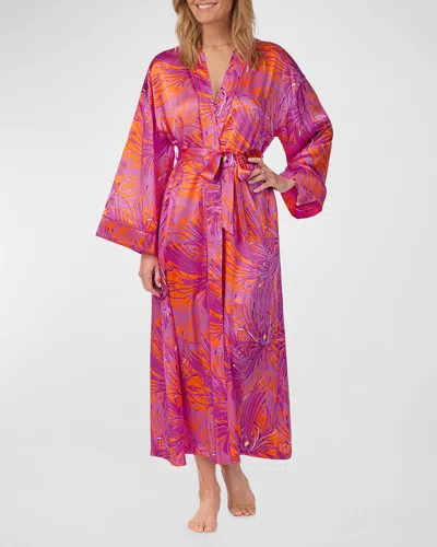 Trina Turk X Bedhead Pajamas Floral-print Silk Satin Maxi Robe In Fuji ...