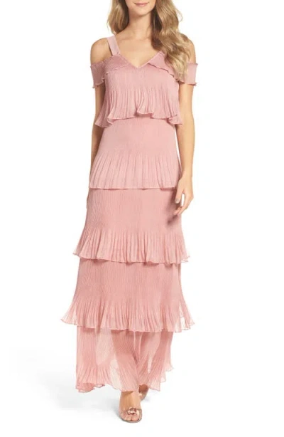 True Decadence By Glamorous Cold Shoulder Ruffle Gown In Dusty Pink ...