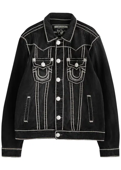 True Religion Jimmy Panelled Denim Jacket In Black | ModeSens