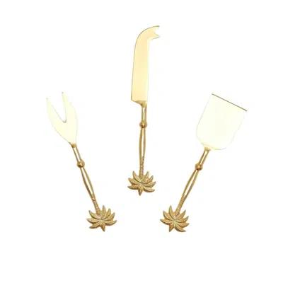 Two's Company Palm Tree S/3 Cheese Knives In Gold | ModeSens