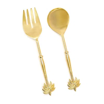 Two's Company Palm Tree Servers Set Of 2 In Gold | ModeSens