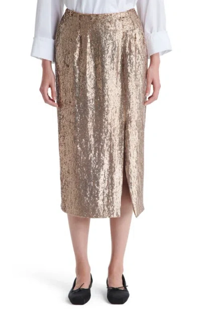 Twp Fishscale Ladylike Sequin Silk Midi Skirt In Honey Hon | ModeSens
