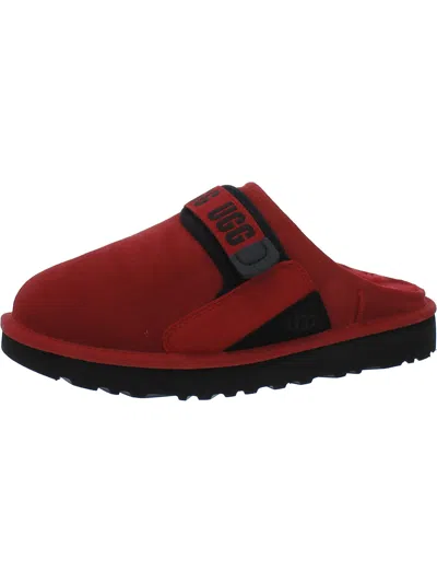 Ugg Dune Slip On Mens Leather Lamb Fur Loafer Slippers In Red | ModeSens