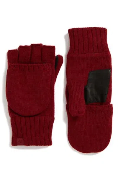 Ugg ® Knit Flip Faux Fur Lined Mittens In Dark Cherry | ModeSens