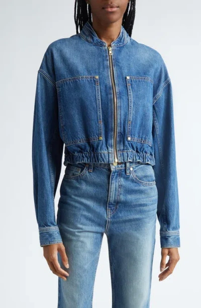 Ulla Johnson The Alessa Denim Bomber Jacket In Danube Medium Indigo ...