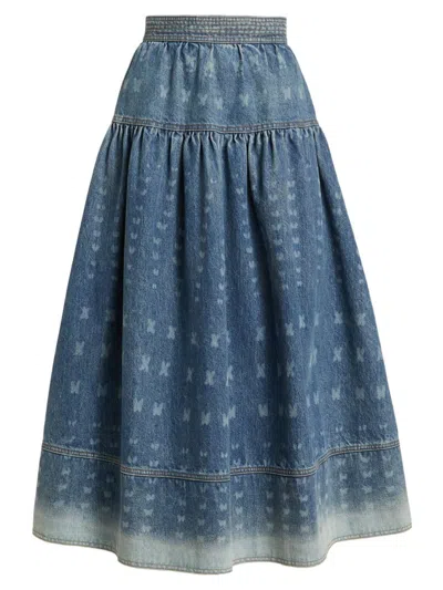 Ulla Johnson The Astrid Denim Midi Skirt In Etched Arashi Wash | ModeSens