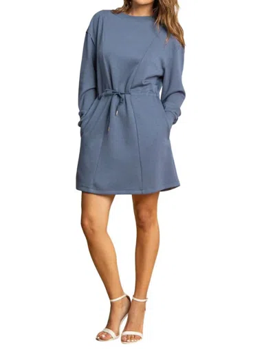 Umgee Comfort Buttery Soft Knit Mini Dress In Steel Blue | ModeSens