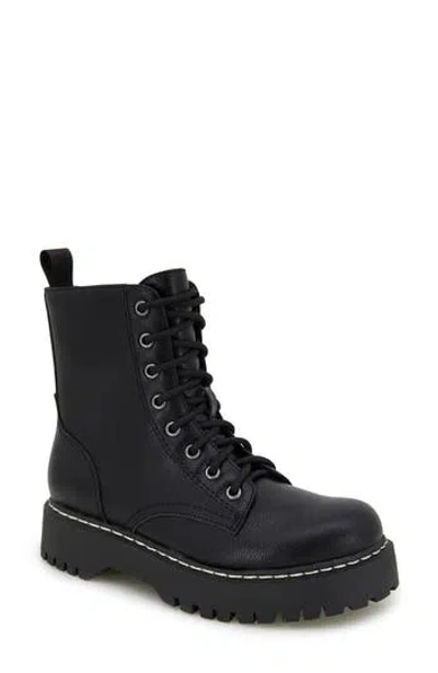 Unionbay Hayden Lug Sole Platform Combat Boot In Black/black Lace ...