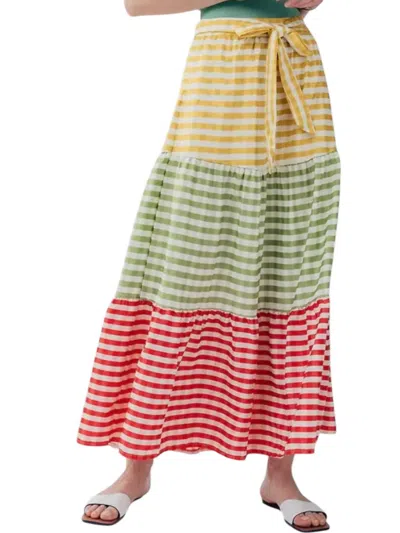 Urban Daizy Plaid Color Block Belted Maxi Skirt In Multi Color | ModeSens