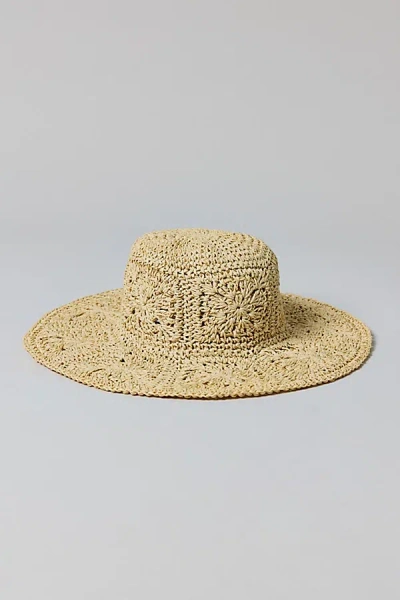 Urban Outfitters Granny Squares Floppy Straw Hat In Neutral, Women's At ...
