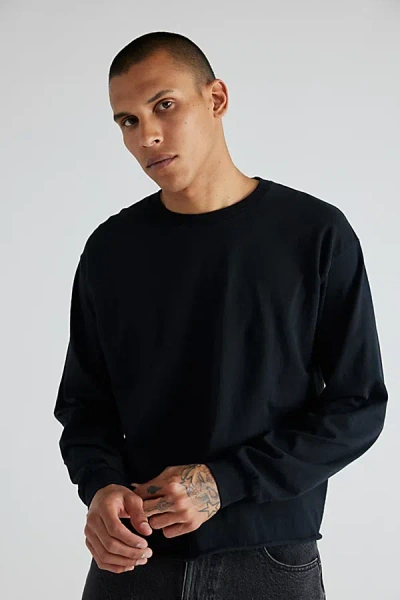 Urban Renewal Remade Boxy Cropped Long Sleeve Tee In Black, Men's At ...