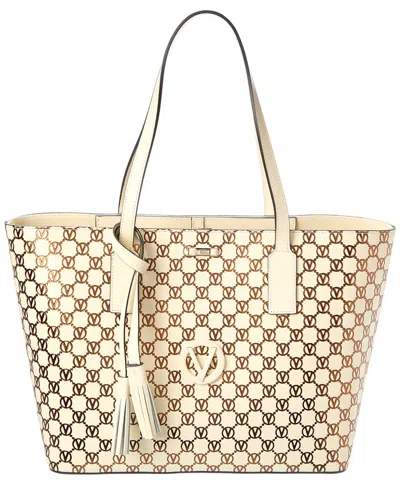 Valentino By Mario Valentino Soho Monogram Leather Tote In White | ModeSens