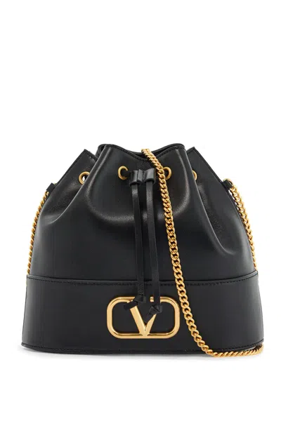 Valentino Garavani Vlogo Black Leather Bucket Bag | ModeSens