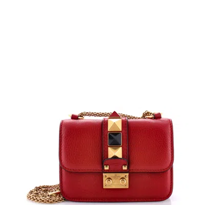 Valentino Garavani Glam Lock Shoulder Bag Leather Mini In Red | ModeSens