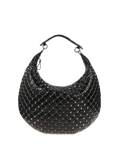 Valentino Garavani Leather 'rockstud Spike' Hobo Bag In Black | ModeSens