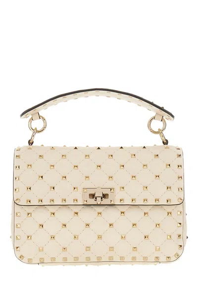 Valentino Garavani Ivory Nappa Leather Medium Rockstud Spike Handbag In ...