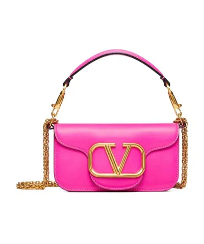 Valentino Garavani Locò Small Shoulder Bag In Calfskin In Pink | ModeSens