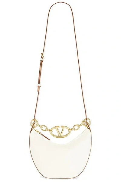 Valentino Garavani Mini V Logo Moon Hobo Bag In Ivory | ModeSens