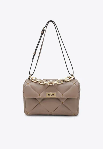 Valentino Garavani Rockstud Spike Nappa Leather Crossbody Bag In Beige ...