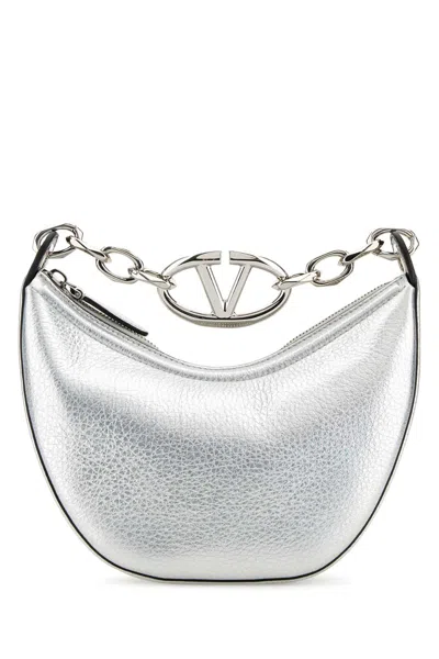 Valentino Garavani Silver Leather Mini Hobo Vlogo Moon Handbag | ModeSens