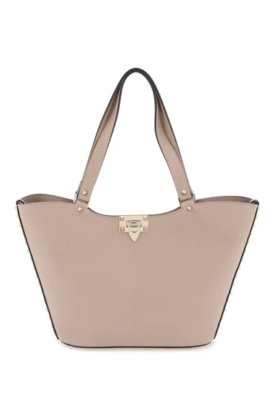Valentino Garavani Small Rockstud Tote Bag In Beige | ModeSens