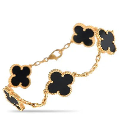 Van Cleef & Arpels Alhambra 18k Yellow Gold Onyx Bracelet Vc14-122024 ...
