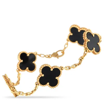 Van Cleef & Arpels Alhambra 18k Yellow Gold Onyx Bracelet Vc15-122024 ...