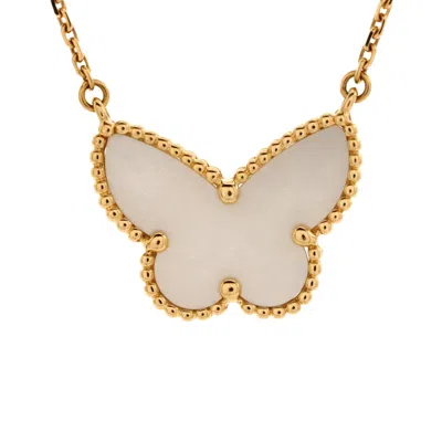 Van Cleef & Arpels Lucky Alhambra Butterfly Pendant Necklace 18k Yellow ...