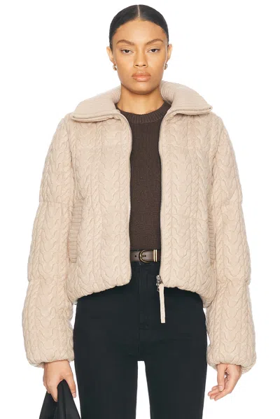 Varley Reggie Cable Knit Puffer Jacket In Light Taupe | ModeSens