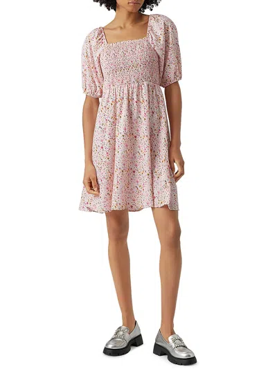 Vero Moda Henna Womens Satin Smocked Fit & Flare Dress In Pink | ModeSens