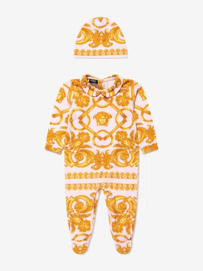 Versace Kids' Baby Girls Babygrow And Hat Gift Set In Pink | ModeSens