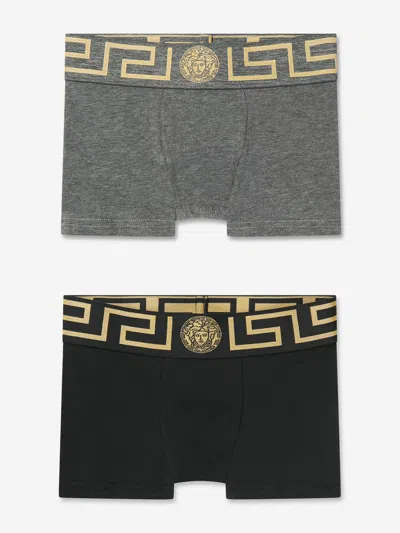 Versace Kids' Boys Boxer Shorts Set (2 Pack) In Grey | ModeSens