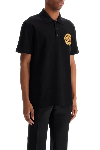 Versace Chain Crest Polo Shirt In Black (black) | ModeSens