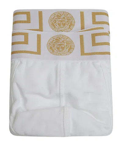 Versace Greca Border Boxer Briefs (set Of Two) In White | ModeSens