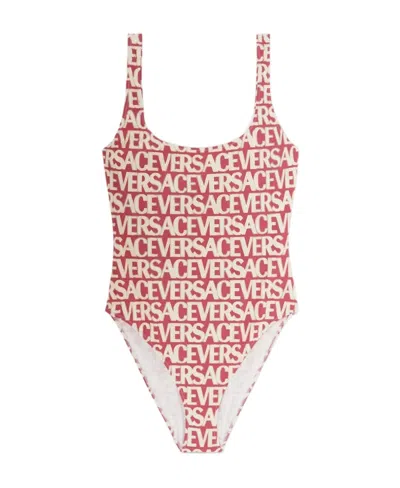Versace Allover Logo In Pink/ivory | ModeSens