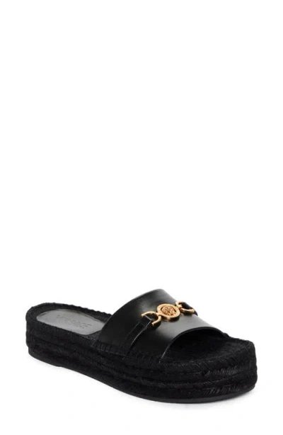 Versace Medusa '95 Espadrille Platform Slide Sandal In Black/ Gold ...