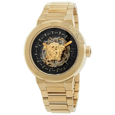 Versace Medusa Infinite Automatic Black Skeleton Dial Ladies Watch ...