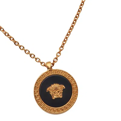 Versace Medusa Logo Necklace In Gold/black | ModeSens